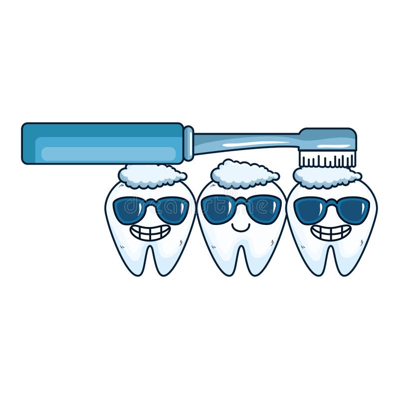 Comic Teeth with Brush Kawaii Characters Stock Vector - Illustration of ...