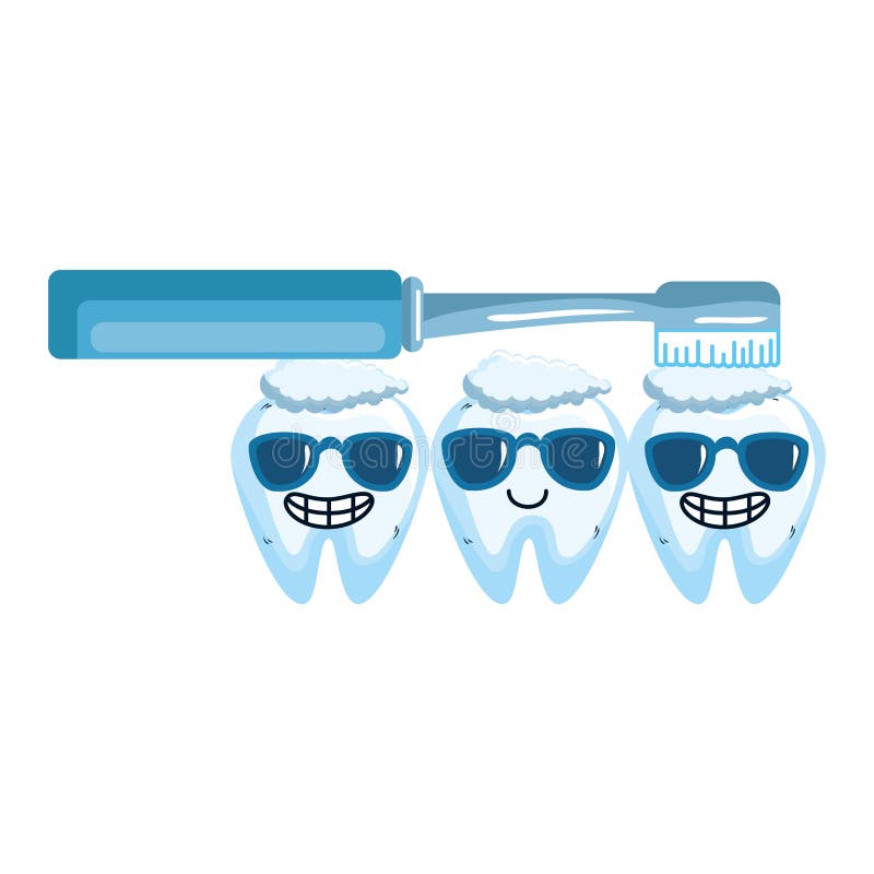 Comic Teeth with Brush Kawaii Characters Stock Vector - Illustration of ...