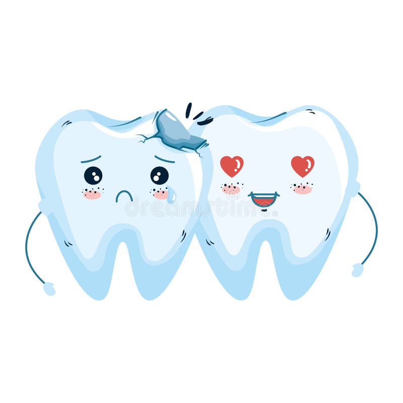 Comic Teeth Frame Kawaii Characters Stock Vector - Illustration of ...