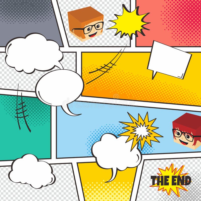 Comic Template Element with Speech Bubble Halftone Stock Vector ...