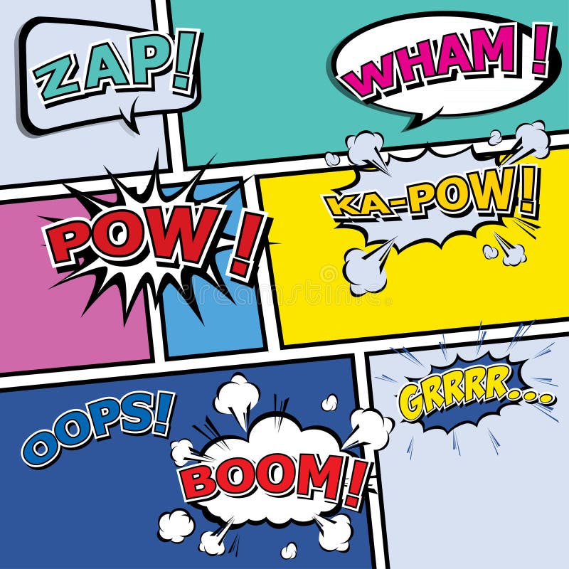 Comic Template Vector Pop-Art. Stock Vector - Illustration of ...