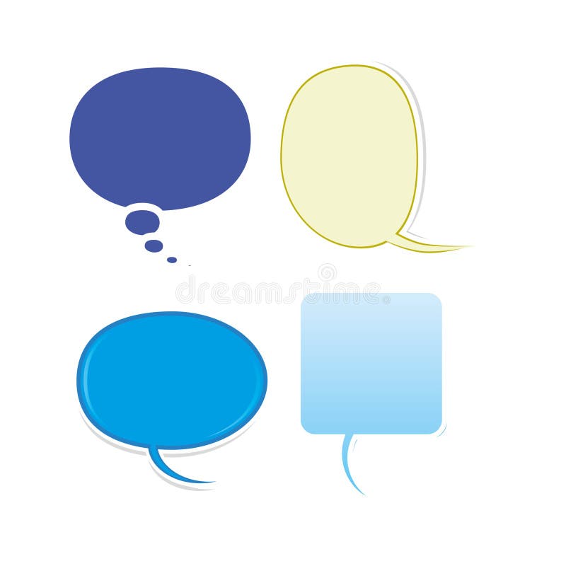 Comic Text Balloons, Vector Illustrations, in Blue and Yellow Stock ...