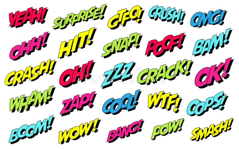 Comic Text Vector Collection Colorful Style Stock Vector - Illustration ...