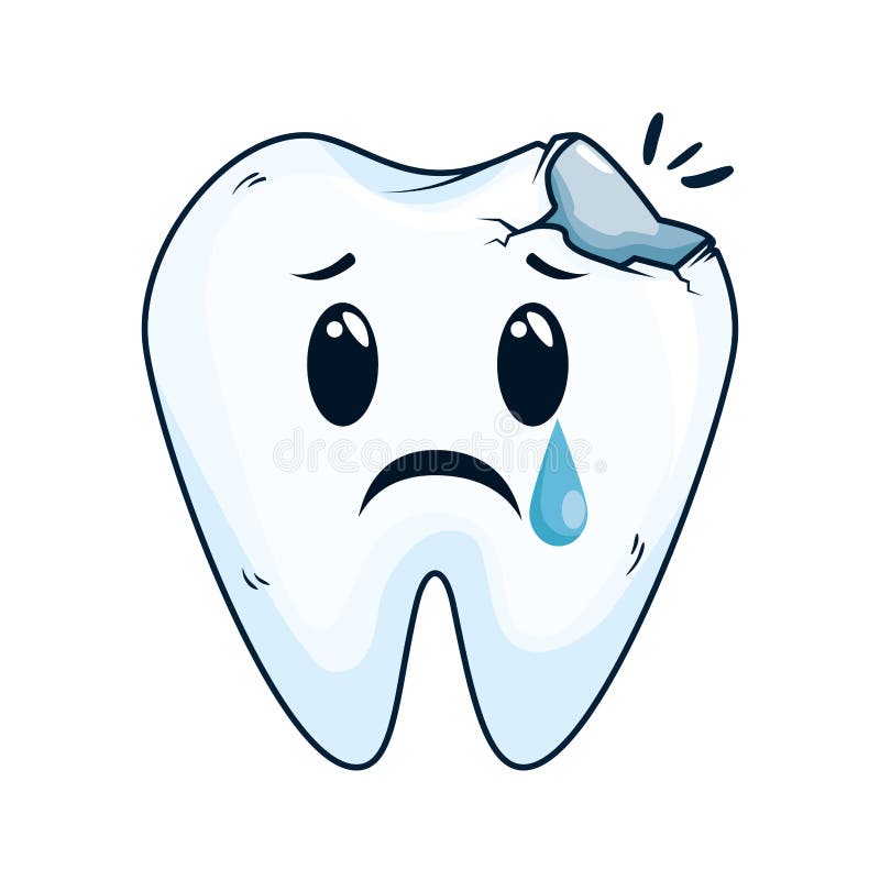 Broken Tooth Crying Character Icon Stock Vector - Illustration of ...