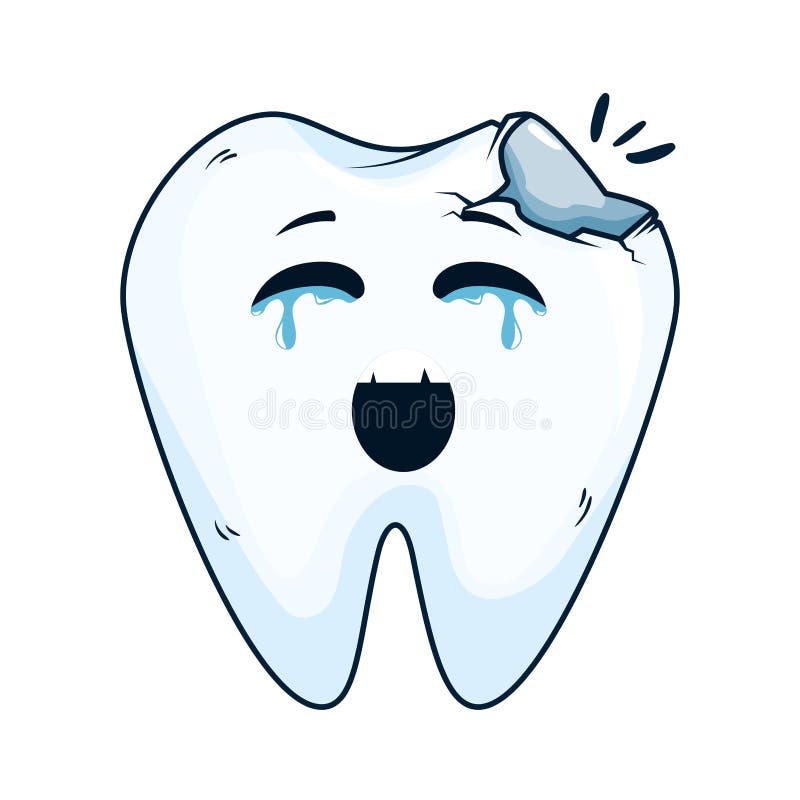 Comic Tooth Broken Kawaii Character Stock Vector - Illustration of ...
