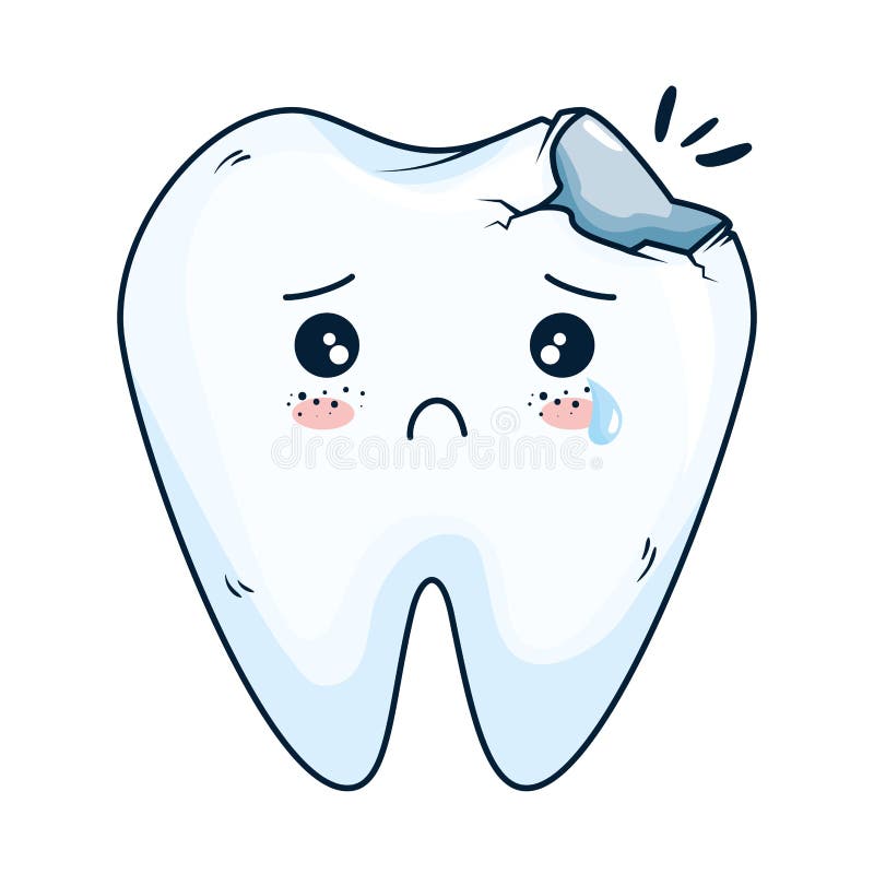 Comic Tooth Broken Kawaii Character Stock Vector - Illustration of face ...