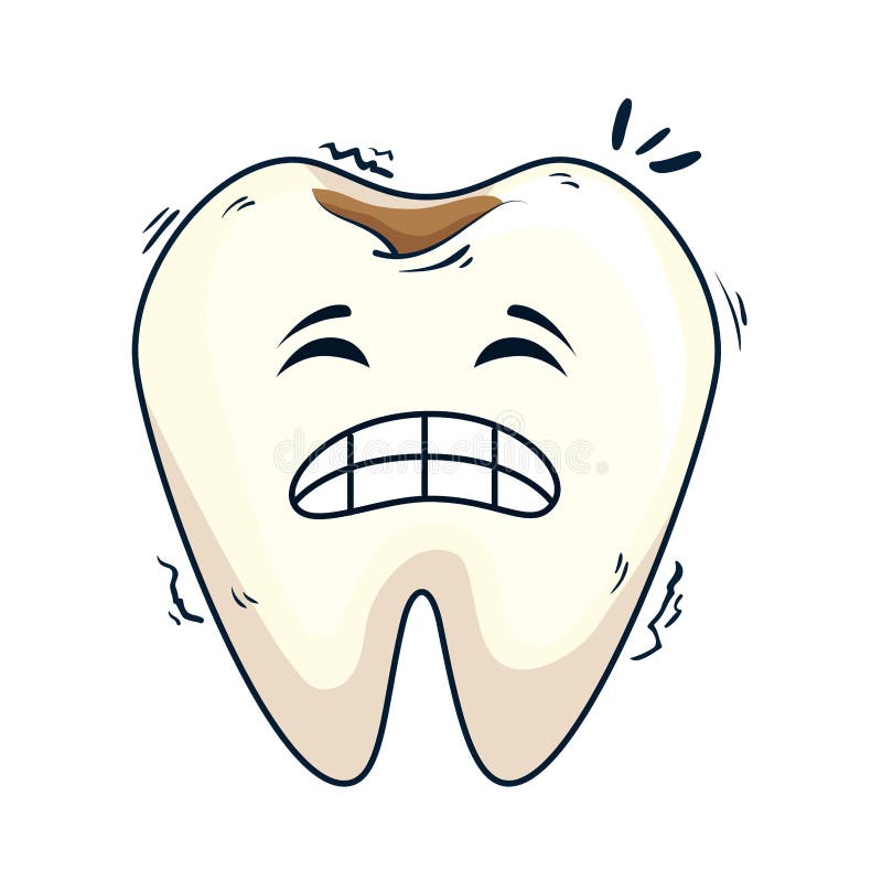 Comic Tooth Sad Kawaii Character Stock Vector - Illustration of cute ...