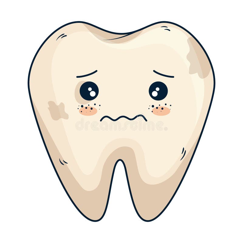 Comic Tooth Sad Kawaii Character Stock Vector - Illustration of icon ...