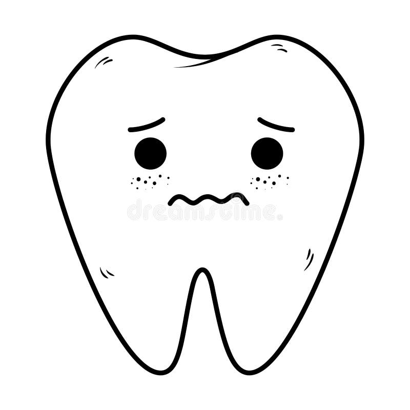 Comic Tooth Sad Kawaii Character Stock Vector - Illustration of dentist ...