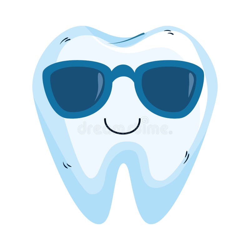 Comic Tooth with Sunglasses Kawaii Character Stock Vector ...
