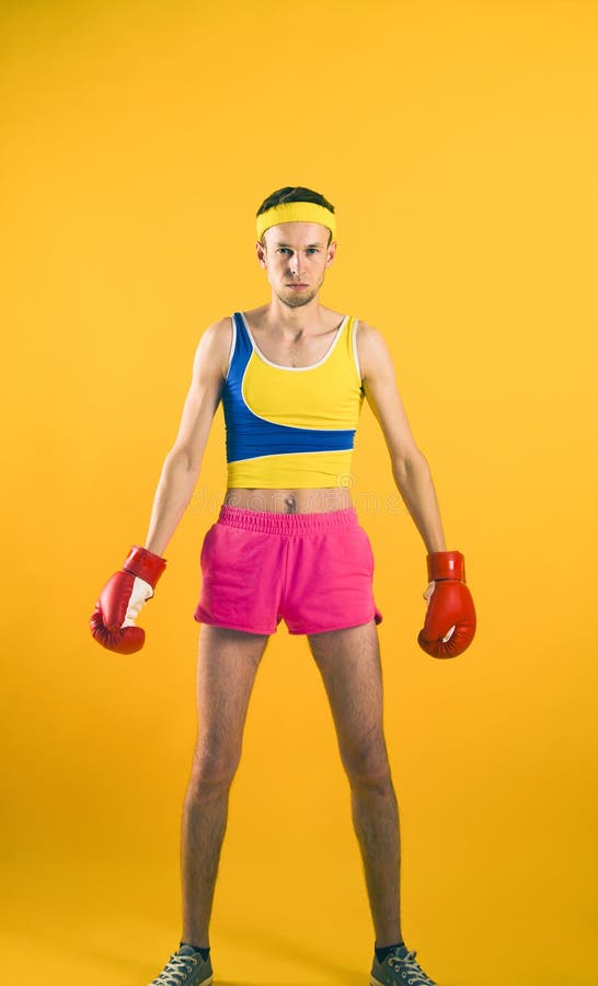 Weak Man Flexing His Muscles Stock Photo - Image of vertical, flexing ...