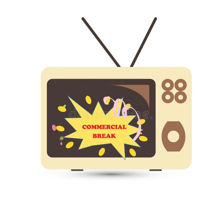 Comic Yellow Burst on Tv with the Text Commercial Break Stock Vector ...