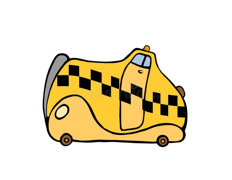 Comic yellow taxi stock illustration. Illustration of striped - 11670191