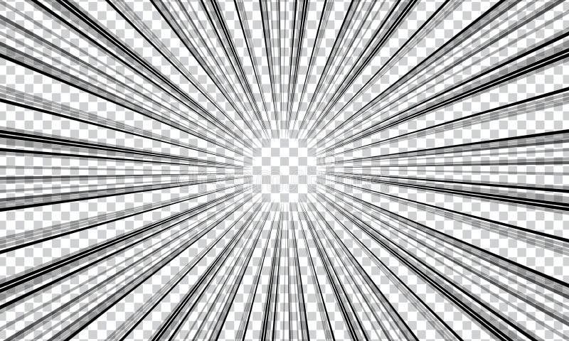 Comic Zoom Explosion Background in Black and White on Transparent ...