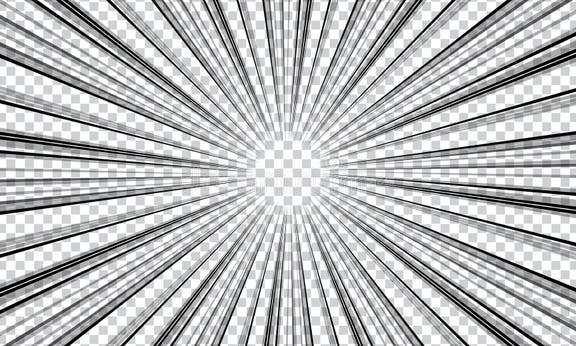Comic Zoom Explosion Background in Black and White on Transparent ...