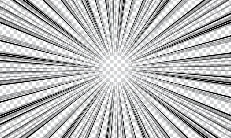 Comic Zoom Explosion Background in Black and White on Transparent ...
