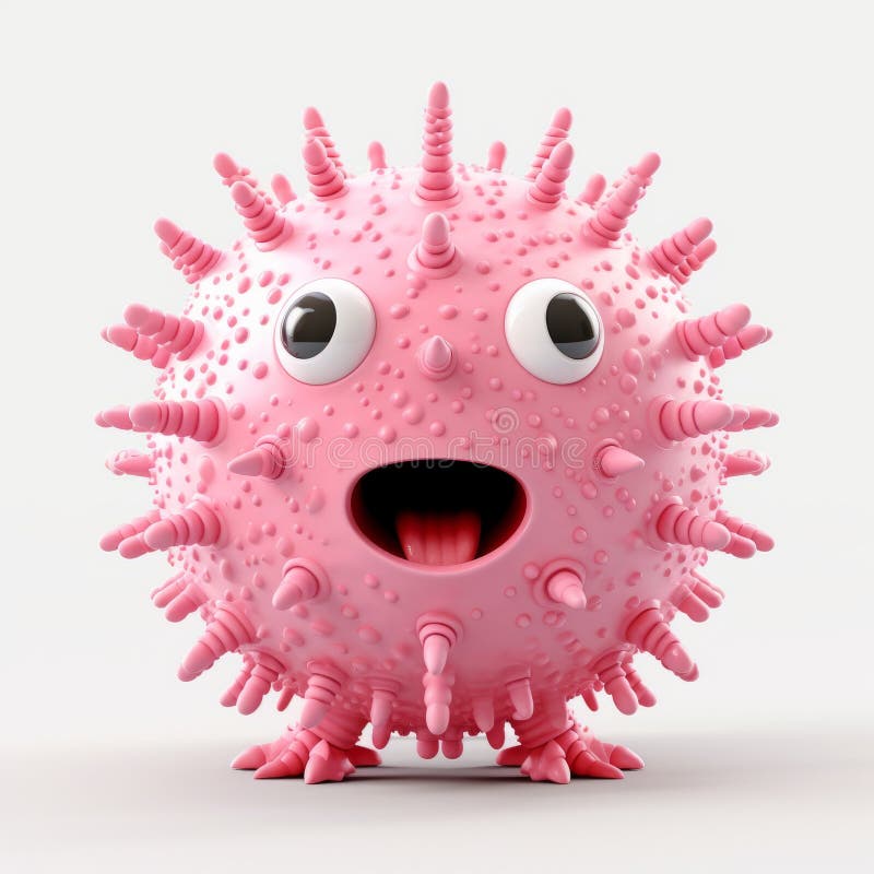 Comical Choreography: the Sparklecore Pink Virus with Open Eyes Stock ...