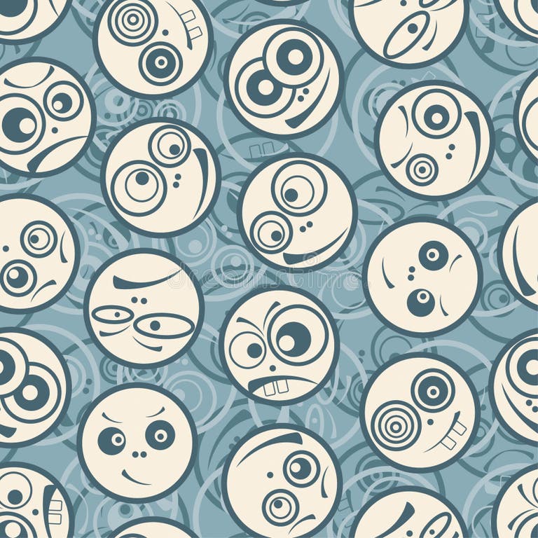 Comical faces in pattern stock vector. Illustration of eyebrow - 12997931