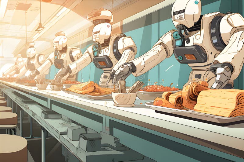 Comical Illustration Features Animated Robotic Arms Assembling ...