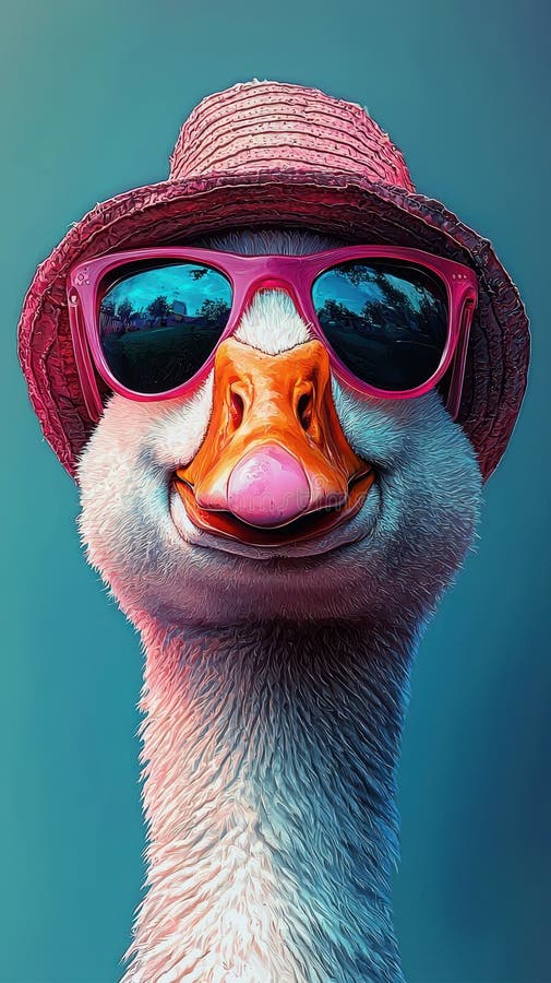 Fun Ostrich with Pink Sunglasses and Hat, Playful Design Stock Image ...