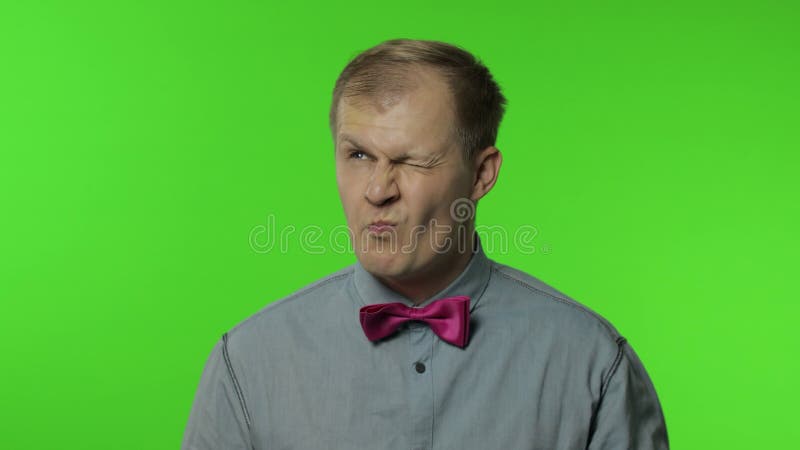 Comical Man Making Silly Face with Inflates the Cheeks, Idiotic ...