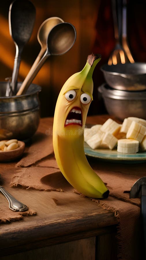 Comical and Surreal Image of Banana , Looking with Expression of Horror ...