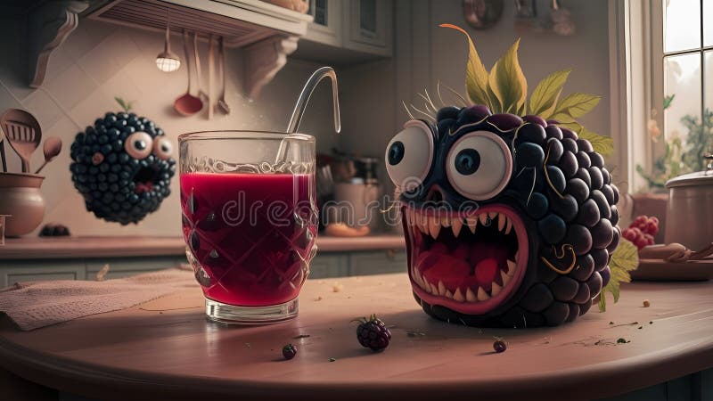 Comical and Surreal Image of Blackberry, Looking with Expression of ...