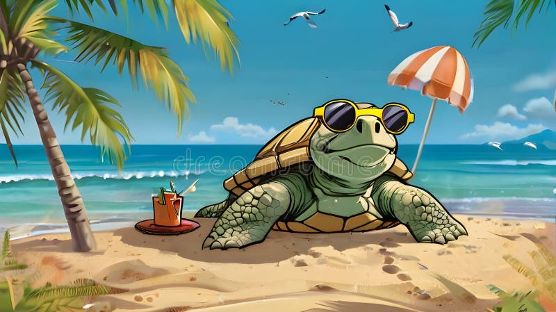 A Comical Turtle Wearing Oversized Sunglasses Stock Illustration ...