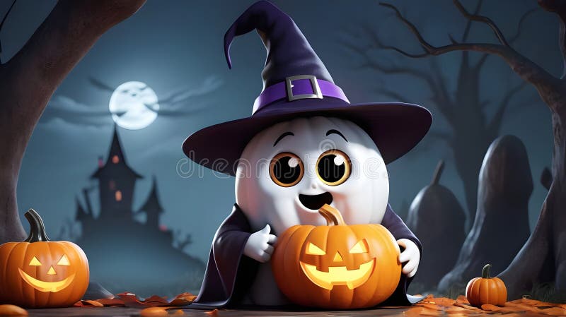 Spooky Fun 3d Ghosts and Pumpkins in Action Stock Illustration ...