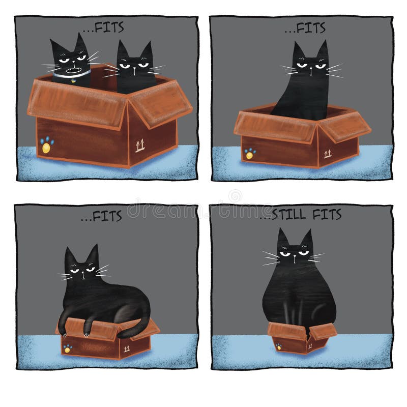 Comickatzen. Comic Storyboard Mit Lustiger Schwarzer Katze Stock ...