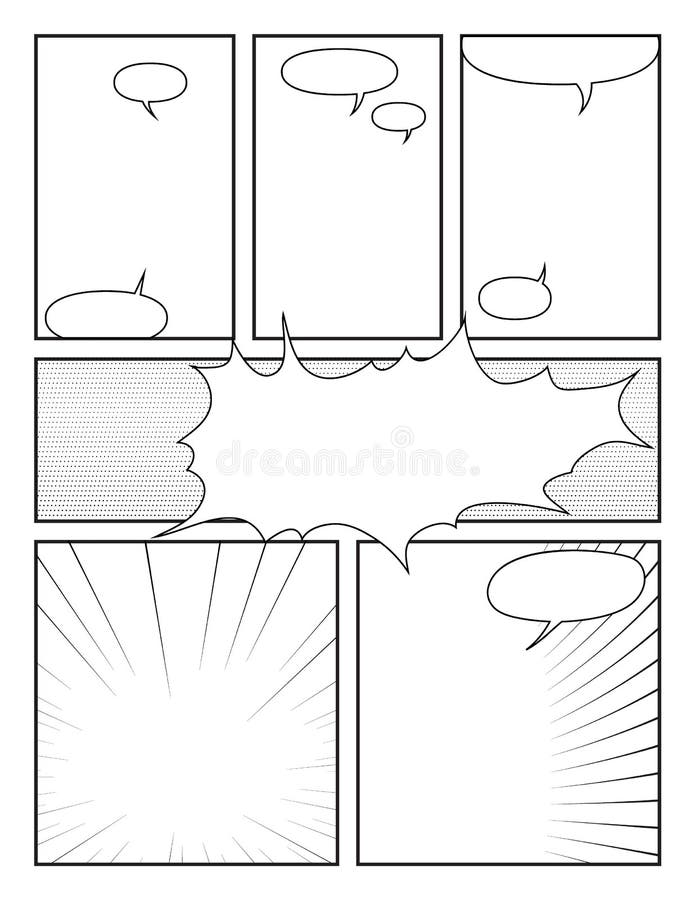 Comics Blank Layout Template Background. Stock Vector - Illustration of ...