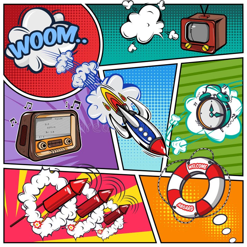 Comics Book Page with Flight Effects Stock Vector - Illustration of ...