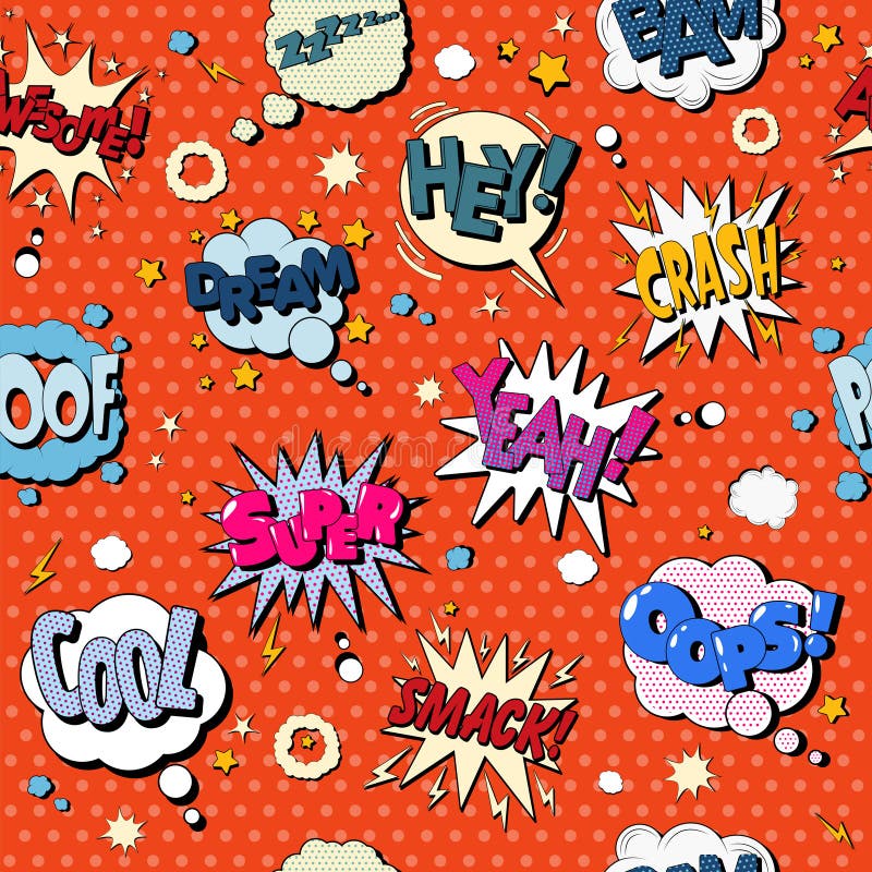 Comic Speech Bubbles Seamless Pattern Stock Vector - Illustration of ...