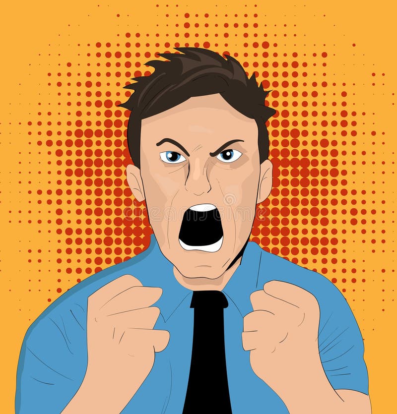 Comics face angry man stock illustration. Illustration of boss - 81402336