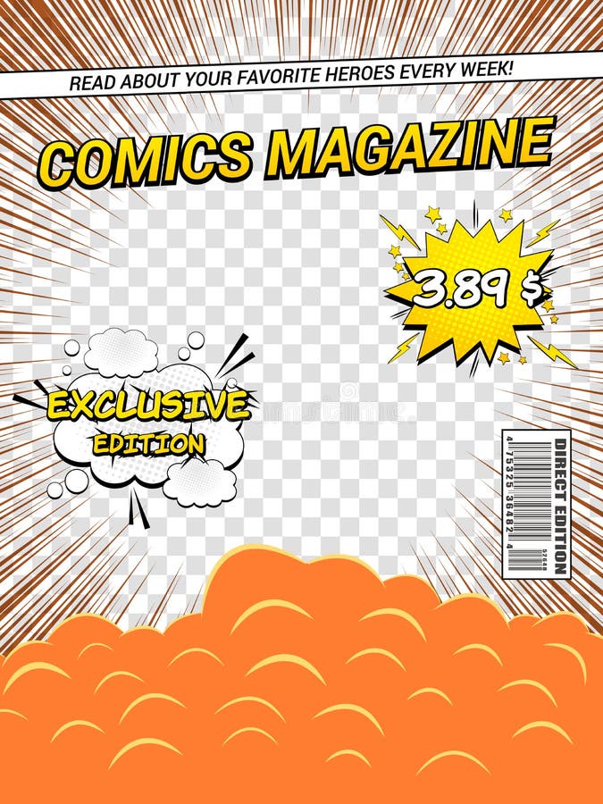 Comic Book Cover. Comics Books Title Page, Funny Superhero Magazine ...