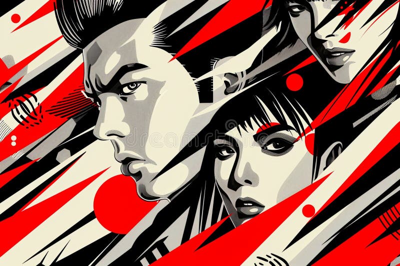 A Comics Pattern Featuring Manga-inspired Characters with Dynamic Poses ...