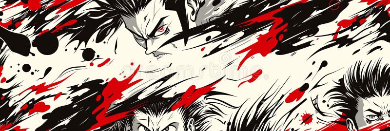 A Comics Pattern Featuring Manga-inspired Characters with Intense ...