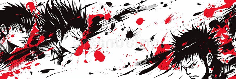 A Comics Pattern Featuring Manga-inspired Characters with Intense ...