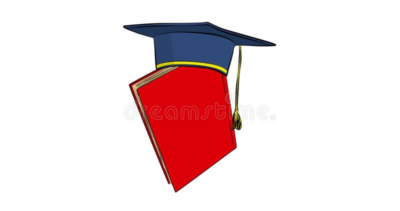 Comics Pop Art Splash Bubble Graduation Hat and Book. Cartoon Motion ...