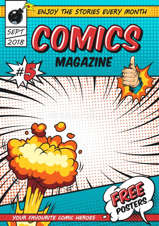Comic Book Cover. Vintage Comics Magazine Layout Stock Vector ...