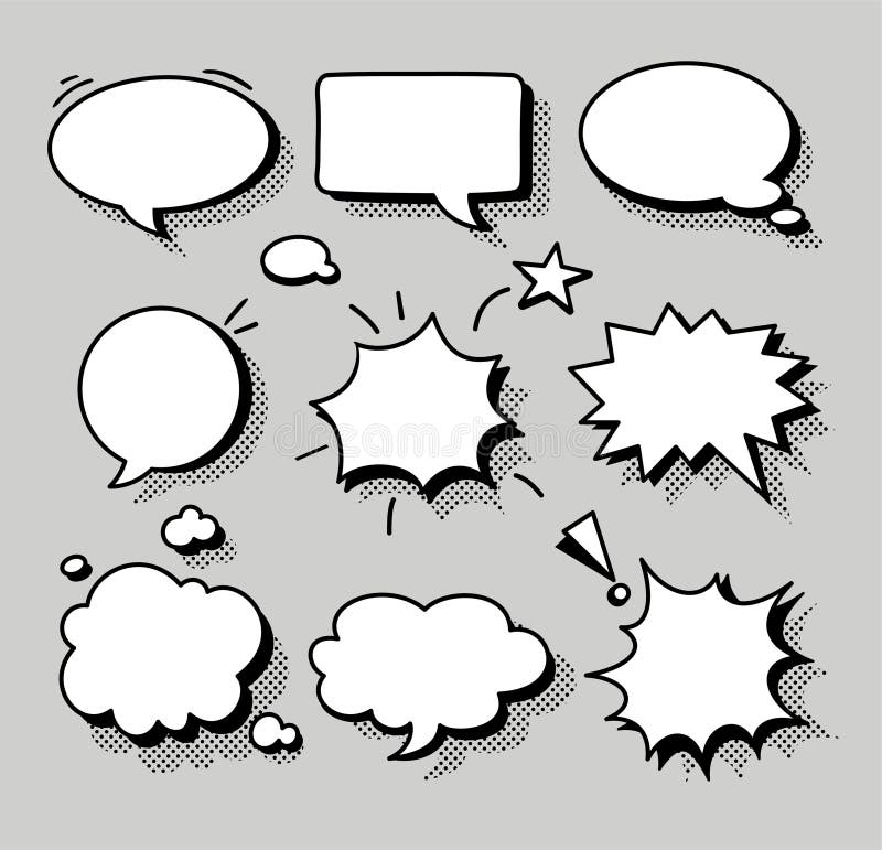 Comics Speech Bubbles. Vector Illustrations Collection. Cartoon Words ...