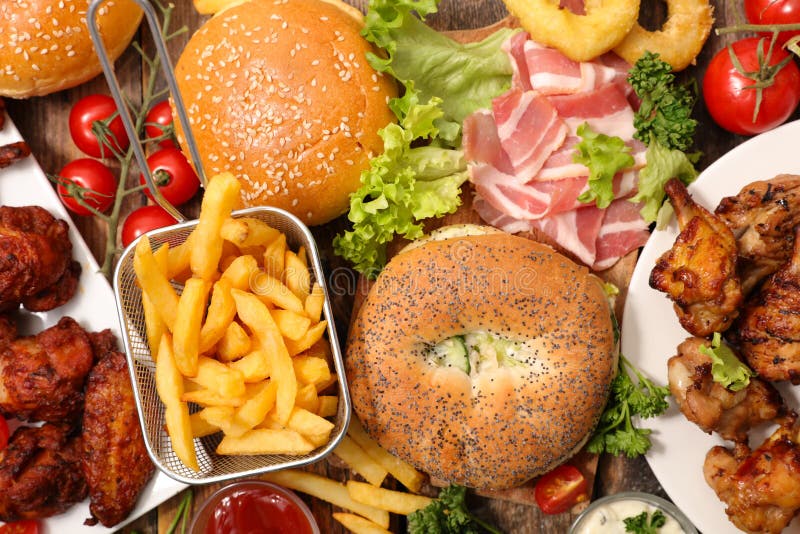 Comida Americana Clasificada Foto de archivo - Imagen de frito ...