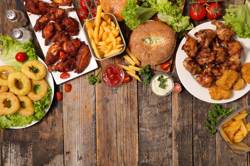 Comida Americana Clasificada Foto de archivo - Imagen de frito ...