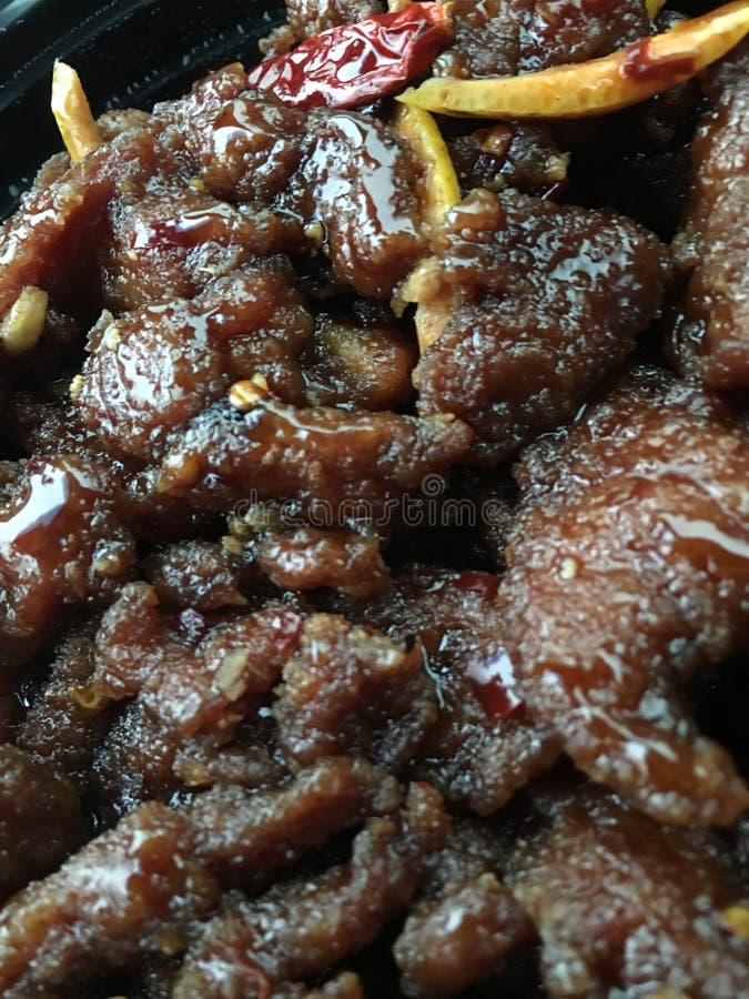 Comida Anaranjada Del Chino De La Carne De Vaca Foto de archivo ...