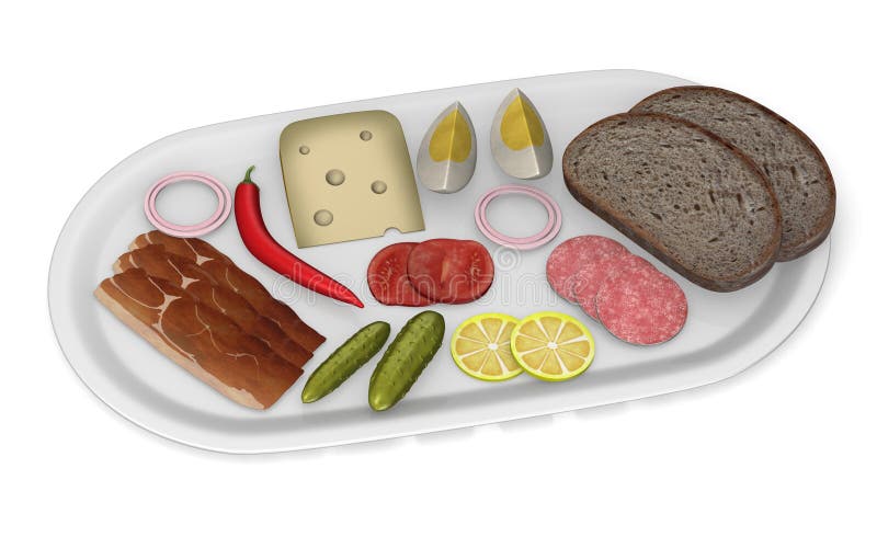 Comida Artificial - Pan, Carne, Queso, Verdura Stock de ilustración ...