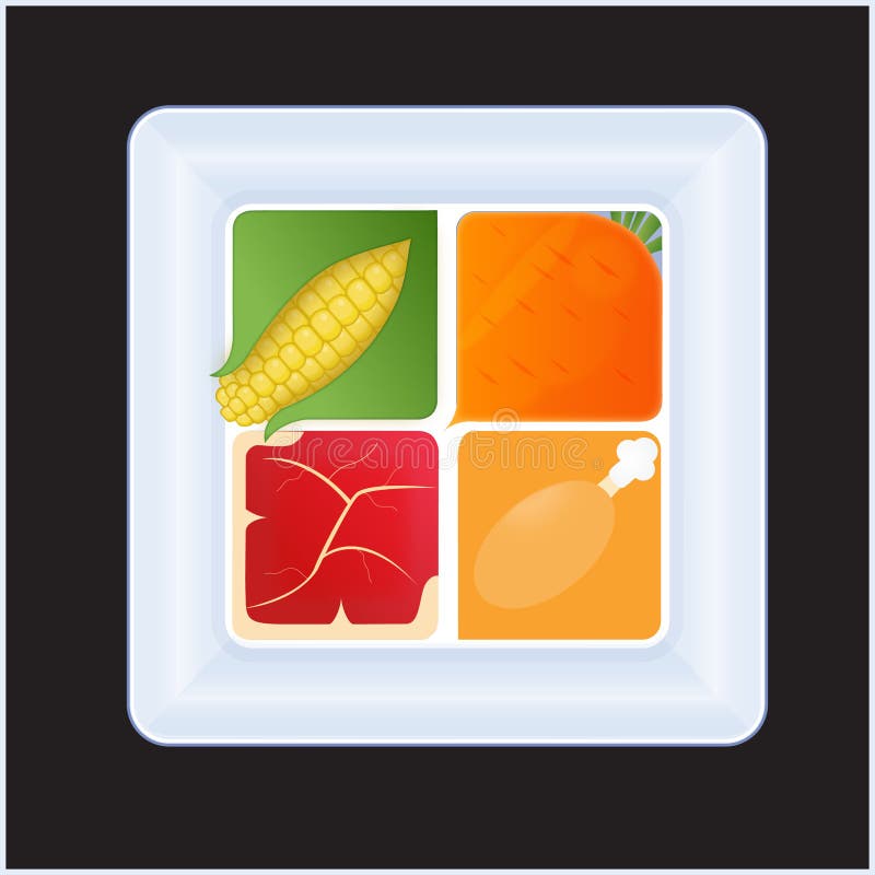 Comida cuadrada ilustración del vector. Ilustración de placa - 17999370