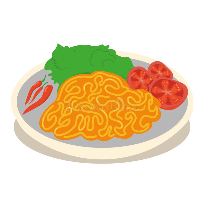Comida De Mee Goreng Indonesia Ilustración del Vector - Ilustración de ...