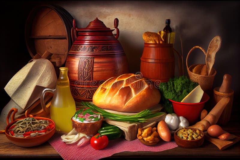 Comida Tradicional Rusa Set De Comida Generativa Ai Imagen de archivo ...