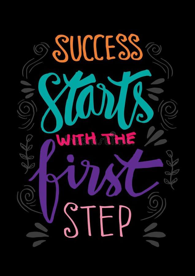 Comienzo Del éxito Con Las Letras Del Primer Paso Stock de ilustración ...