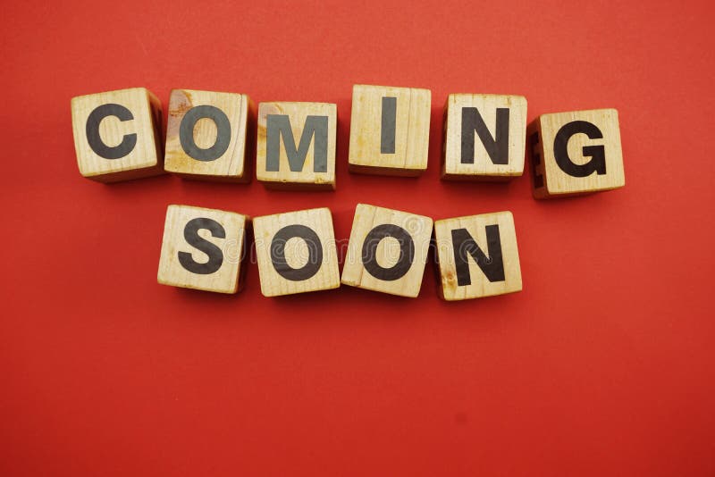 Coming Soon Letter Word with Space Copy on Red Background Stock Image ...